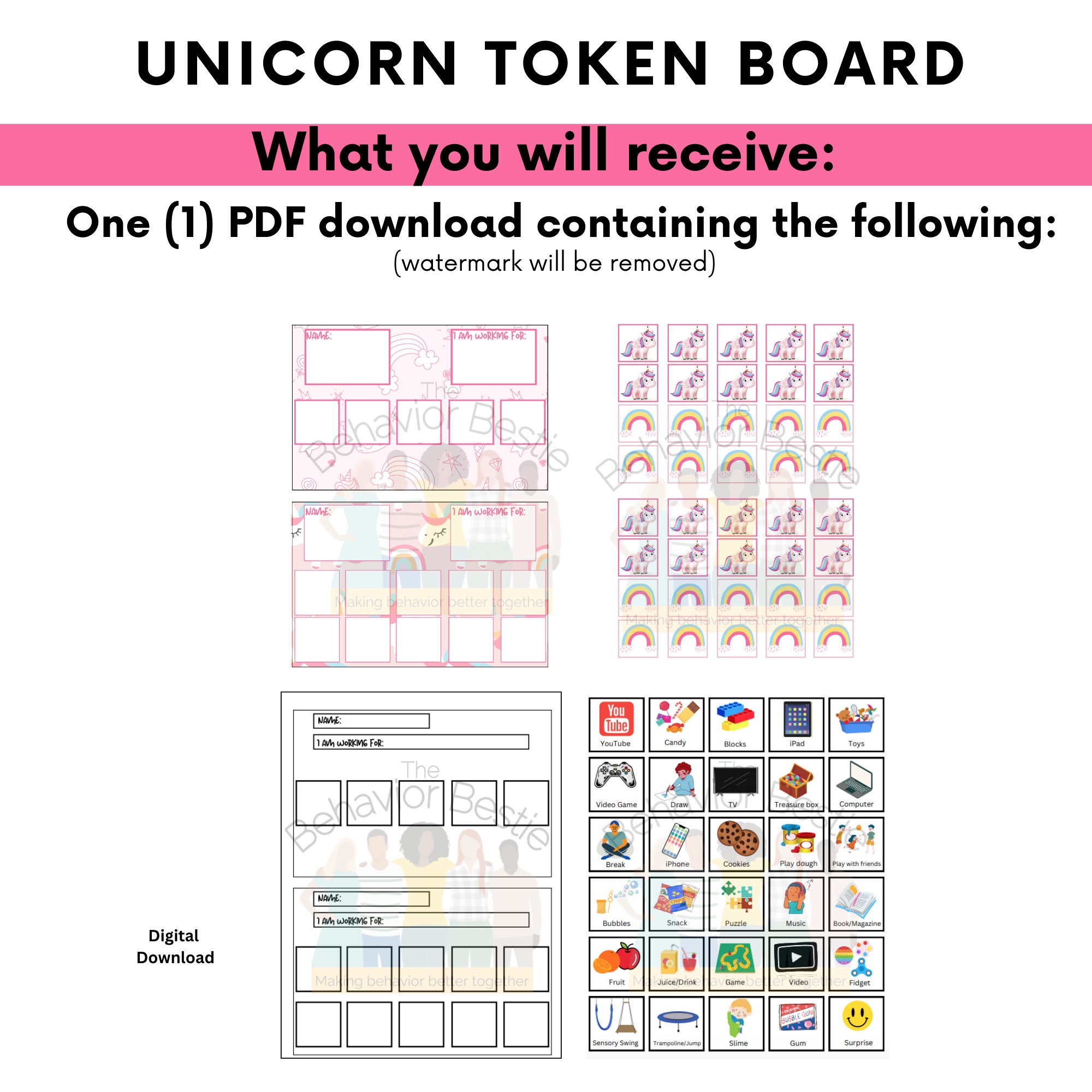 Unicorn Token Board/digital Reward Chart/instant Download Token Board ...