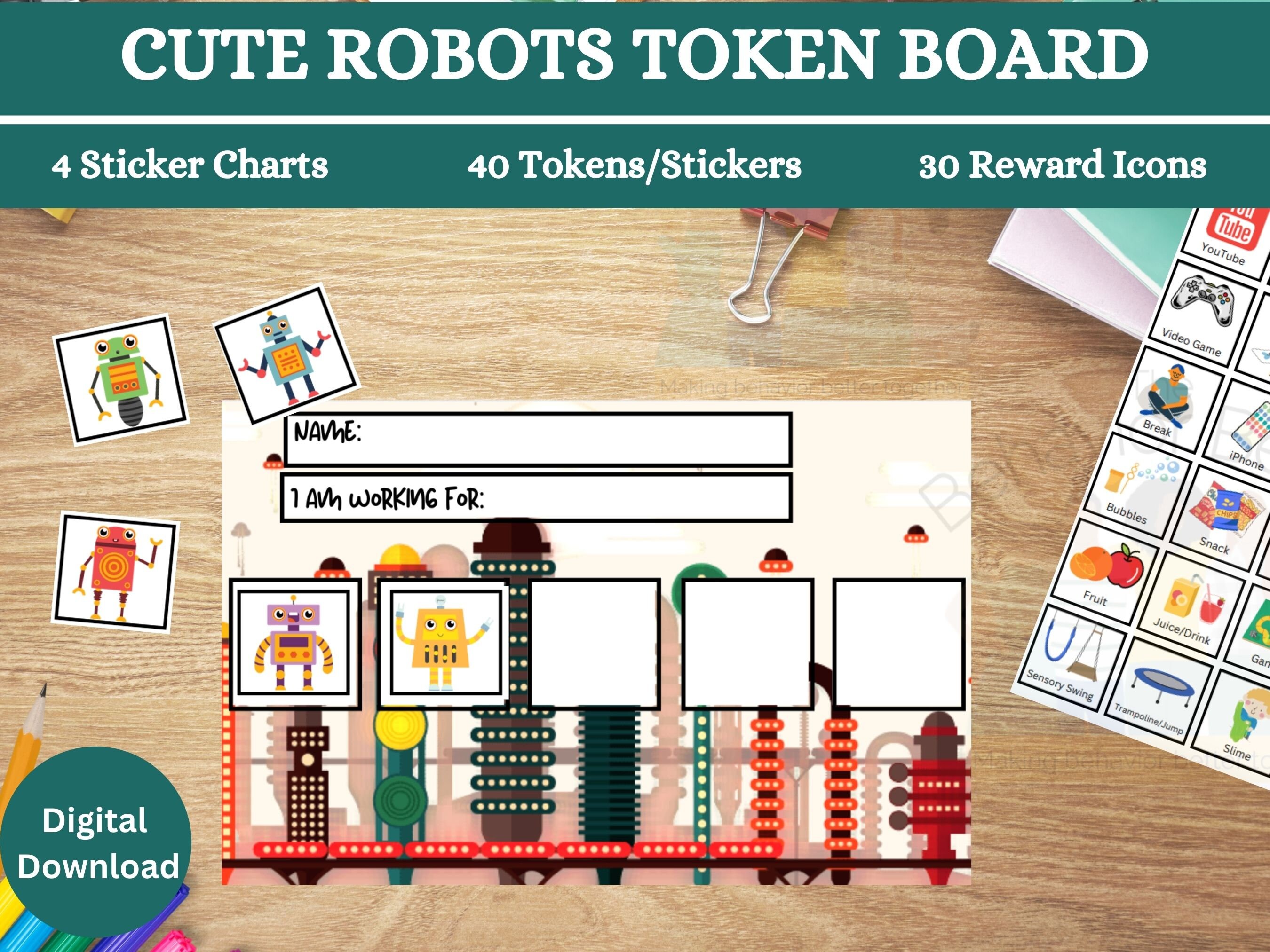 Cute Robots Token Board/digital Reward Chart/instant Download Token ...