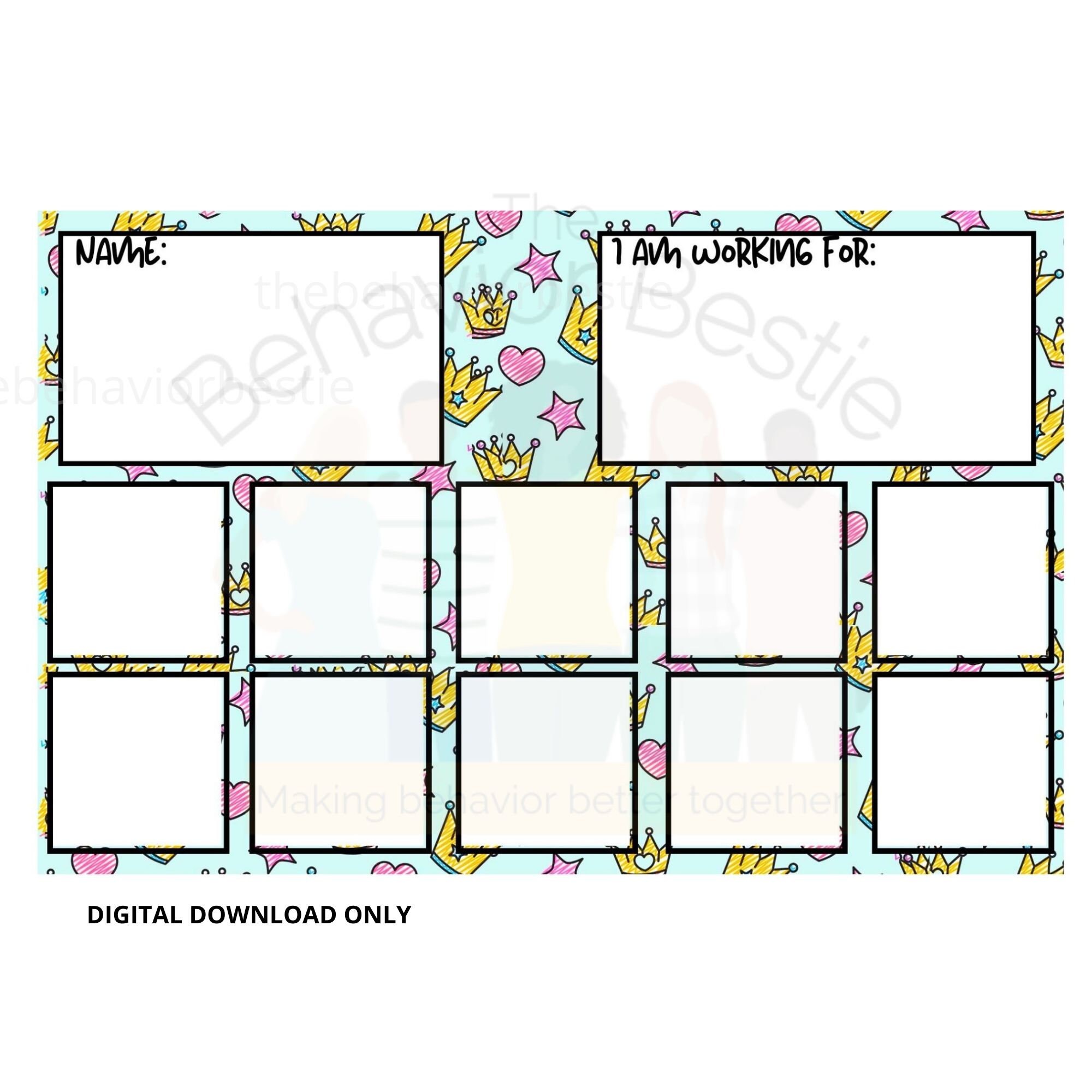 Princess Reward Chart: Positive Behavior Token Board (digital Download ...