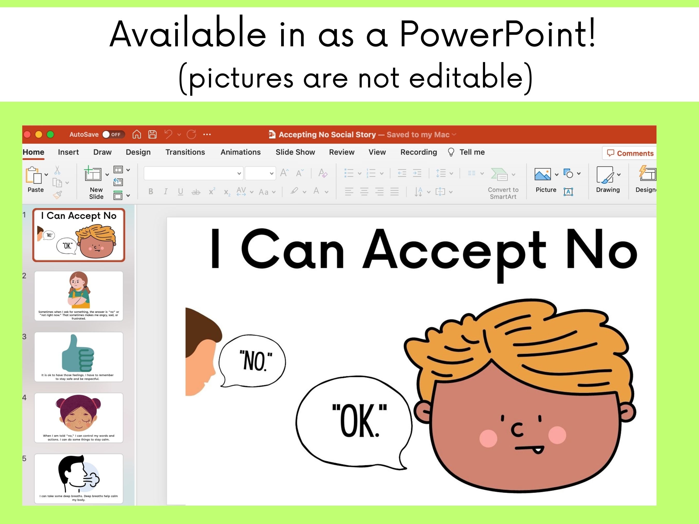 Accepting "no" Social Narrative: Social Skills Story (digital Download ...