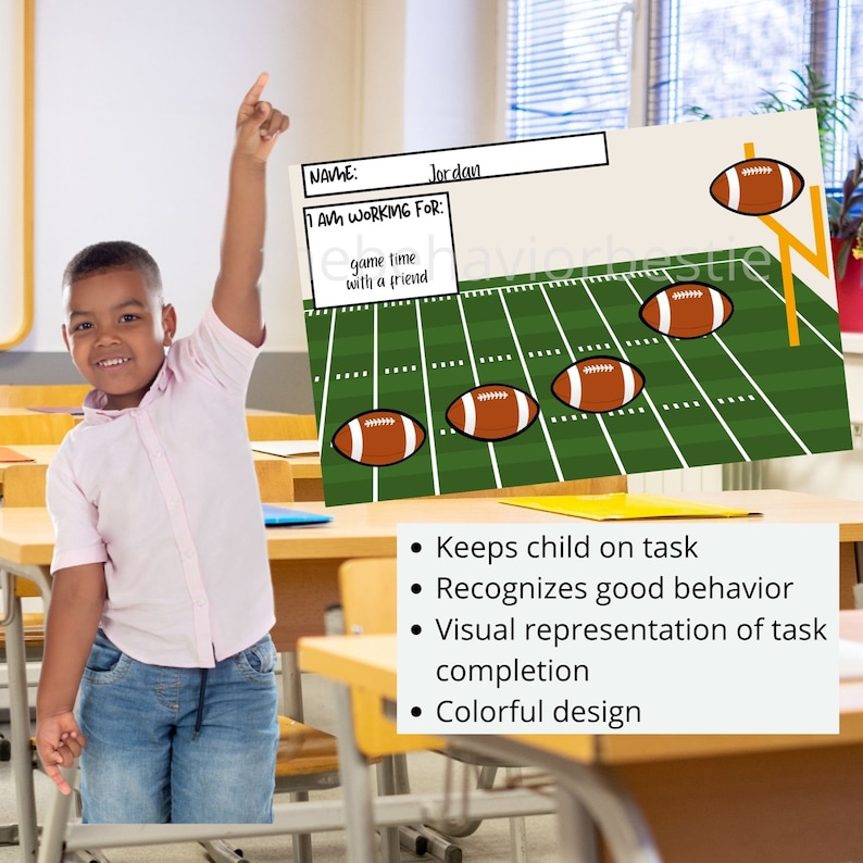 Football Token Board, Sports Reward Chart for Kids, Printable Token ...