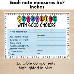 Editable Teacher Notes | Christmas Lights Theme | Positive Behavior ...