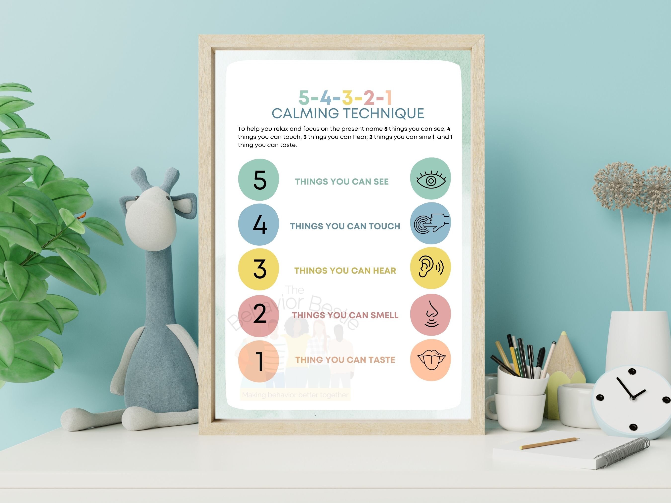 Calming Strategy 5, 4, 3, 2, 1 Grounding Technique Anxiety Relief ...