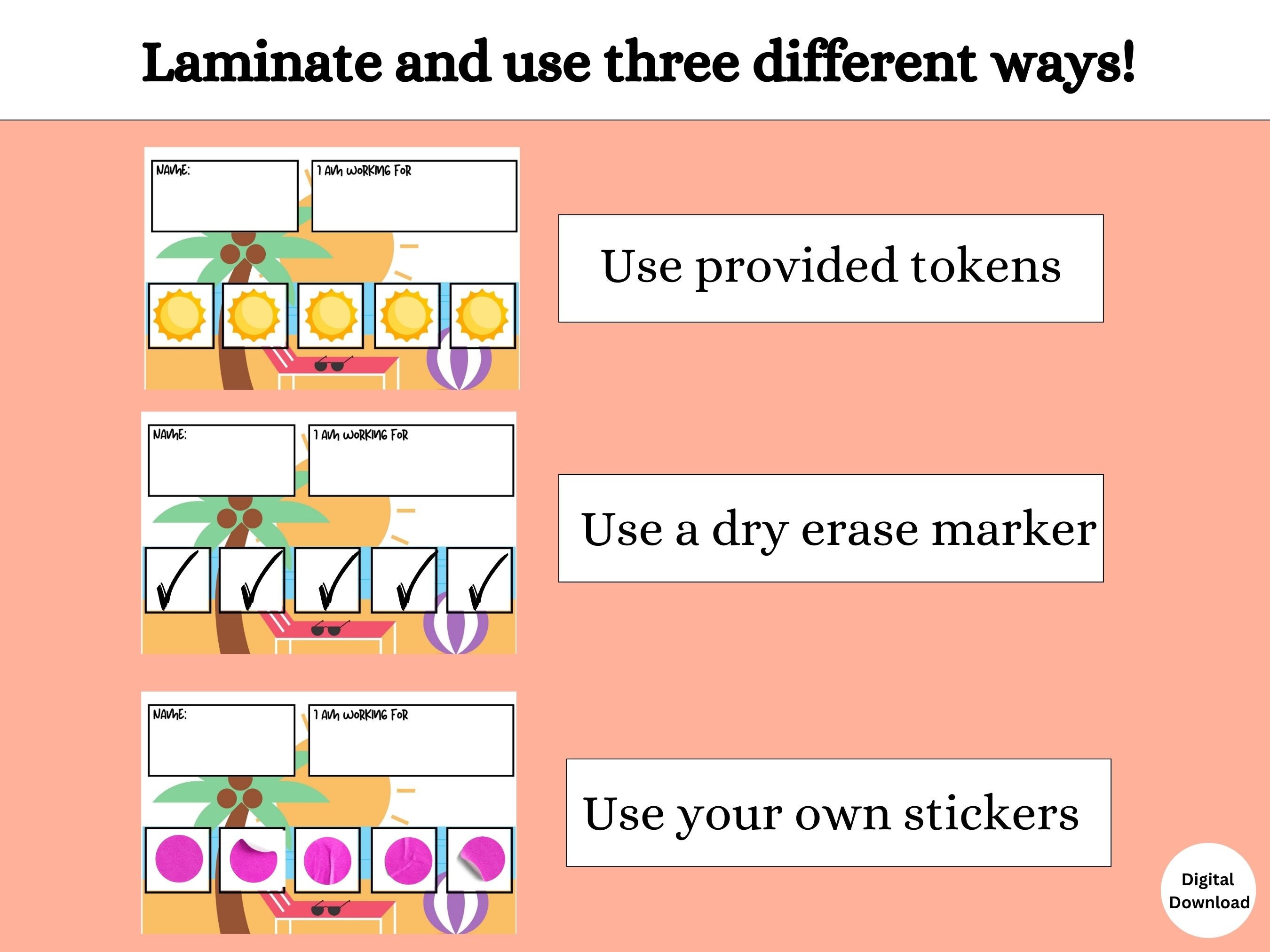Printable Beach Themed Reward Token Chart Summer Sticker Chart Summer ...