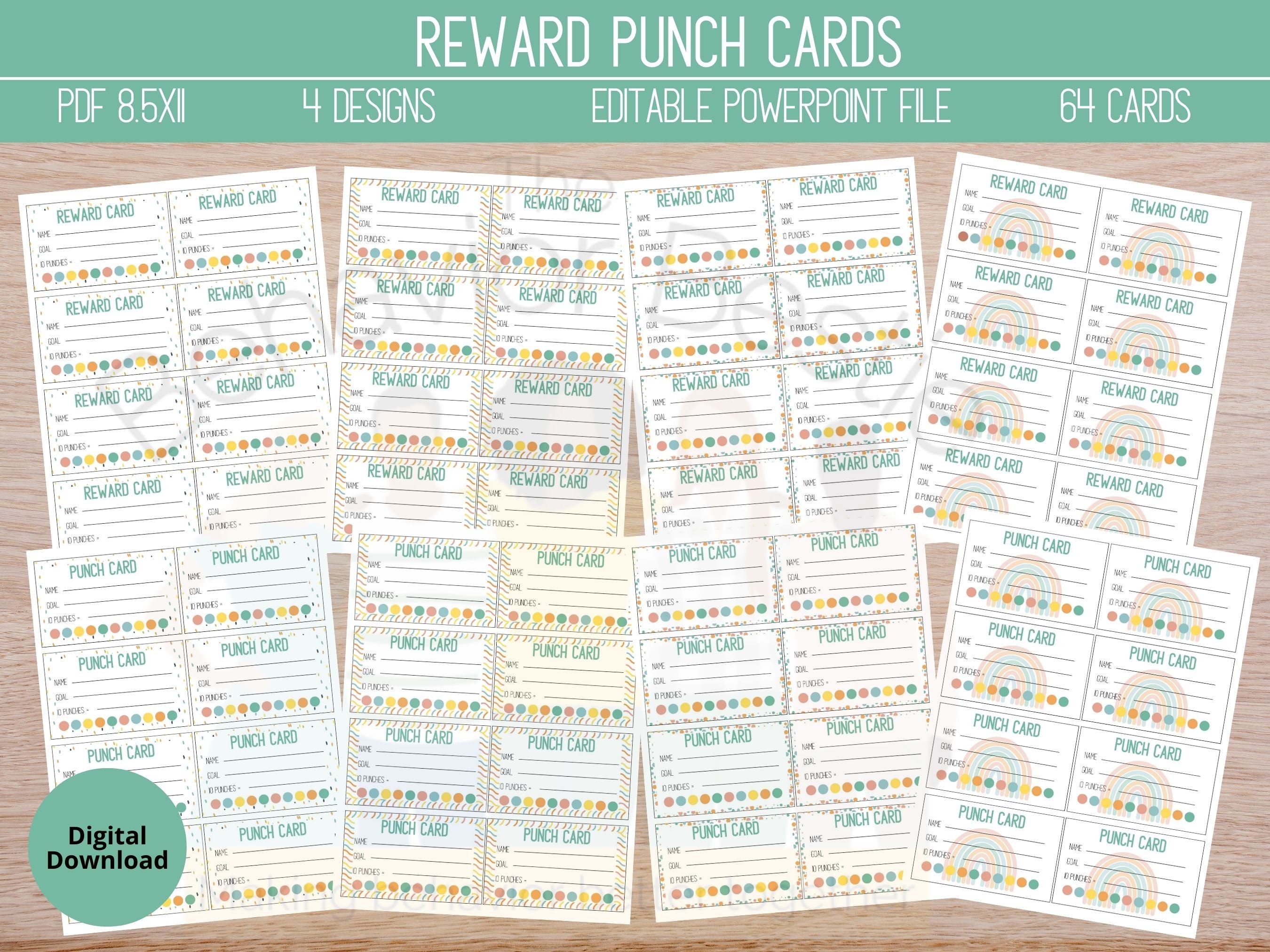 Editable Reward Punch Card: Classroom & Home Behavior (digital Download ...