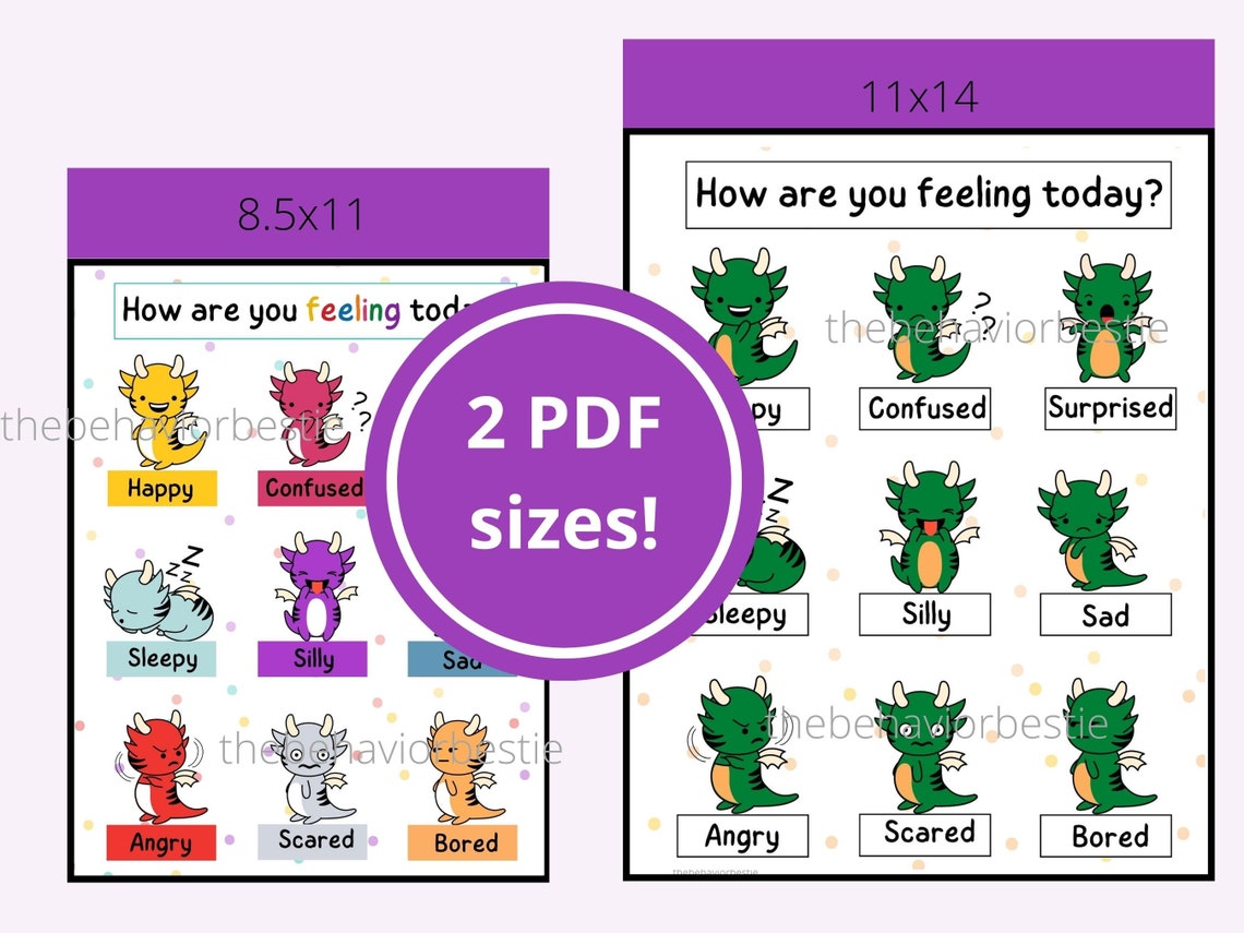 Dragon Feelings Chart Printable Emotions Chart Dragon Emotions Chart ...