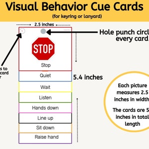 Visual Behavior Cue Cards for Kids: Keyring/lanyard (digital Download ...