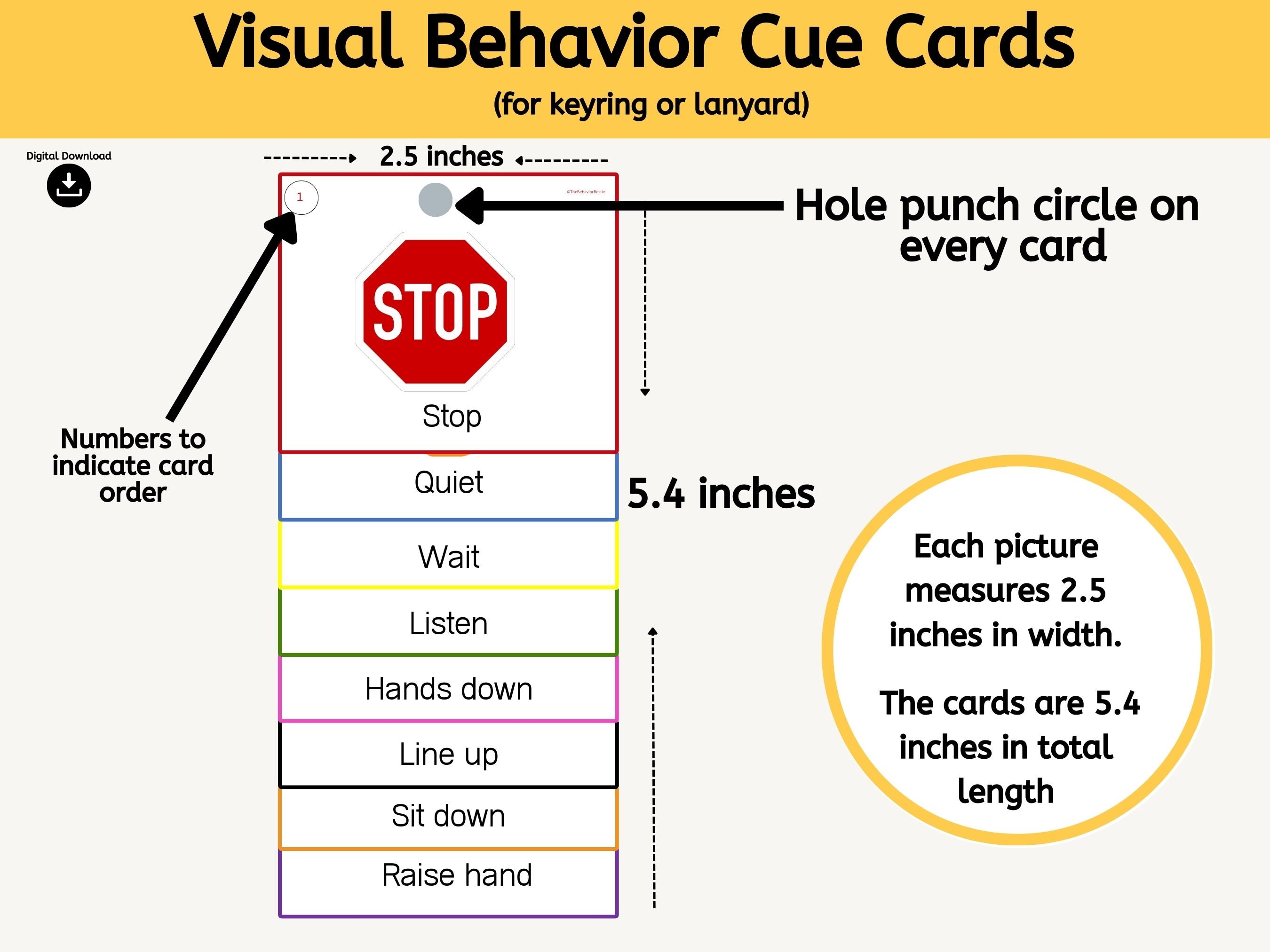 Behavior Cue Cards Keyring/lanyard Cards /digital Visual Cues - Etsy ...