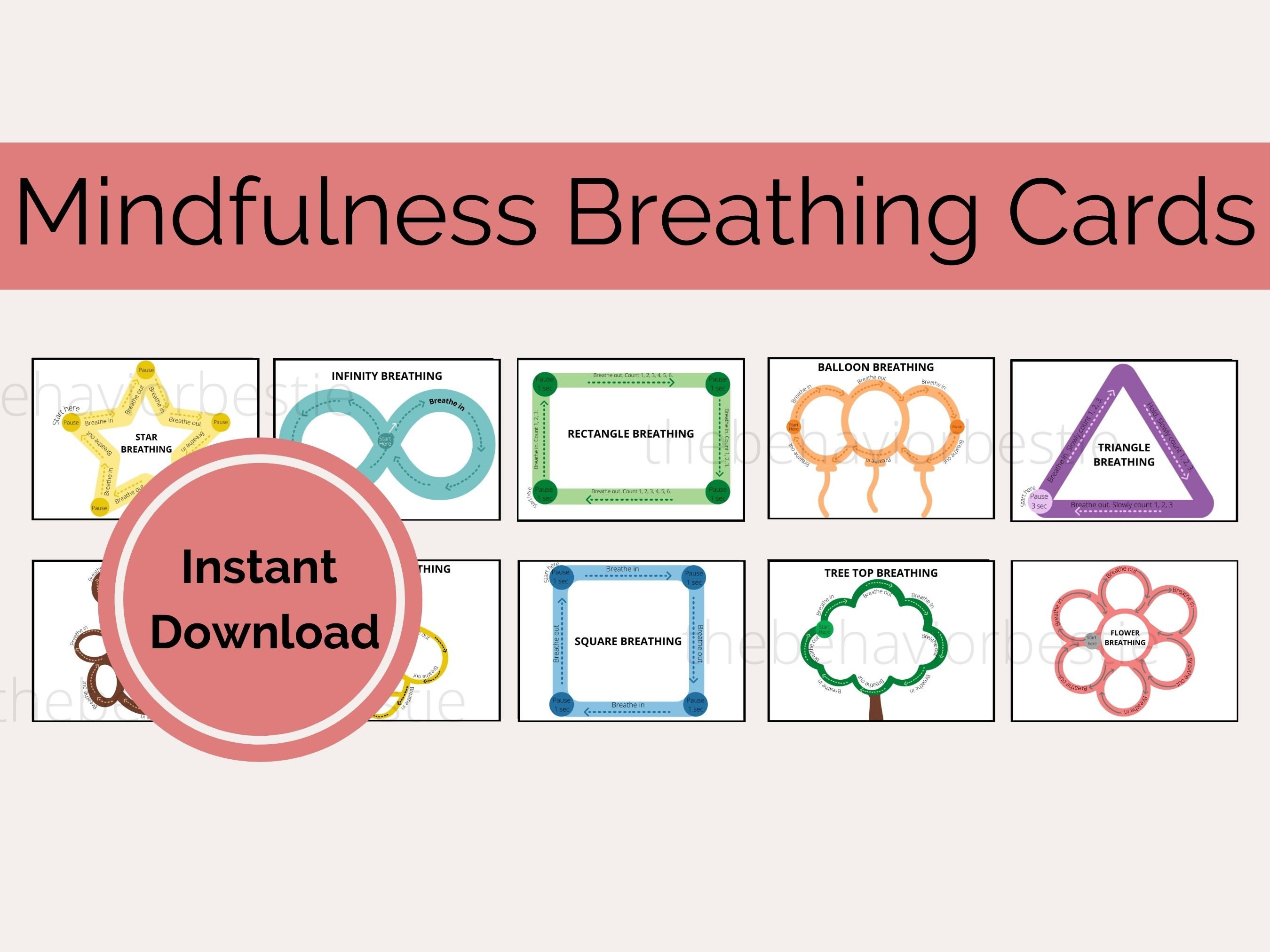 Calming Breathing Exercises Mindfulness Breathing Cards - Etsy