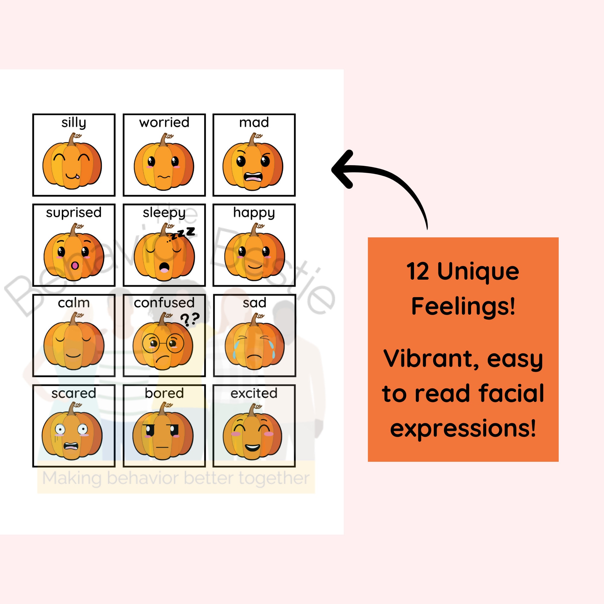 Pumpkin Feelings Match and Sort, Preschool Feelings Activity, Emotions ...
