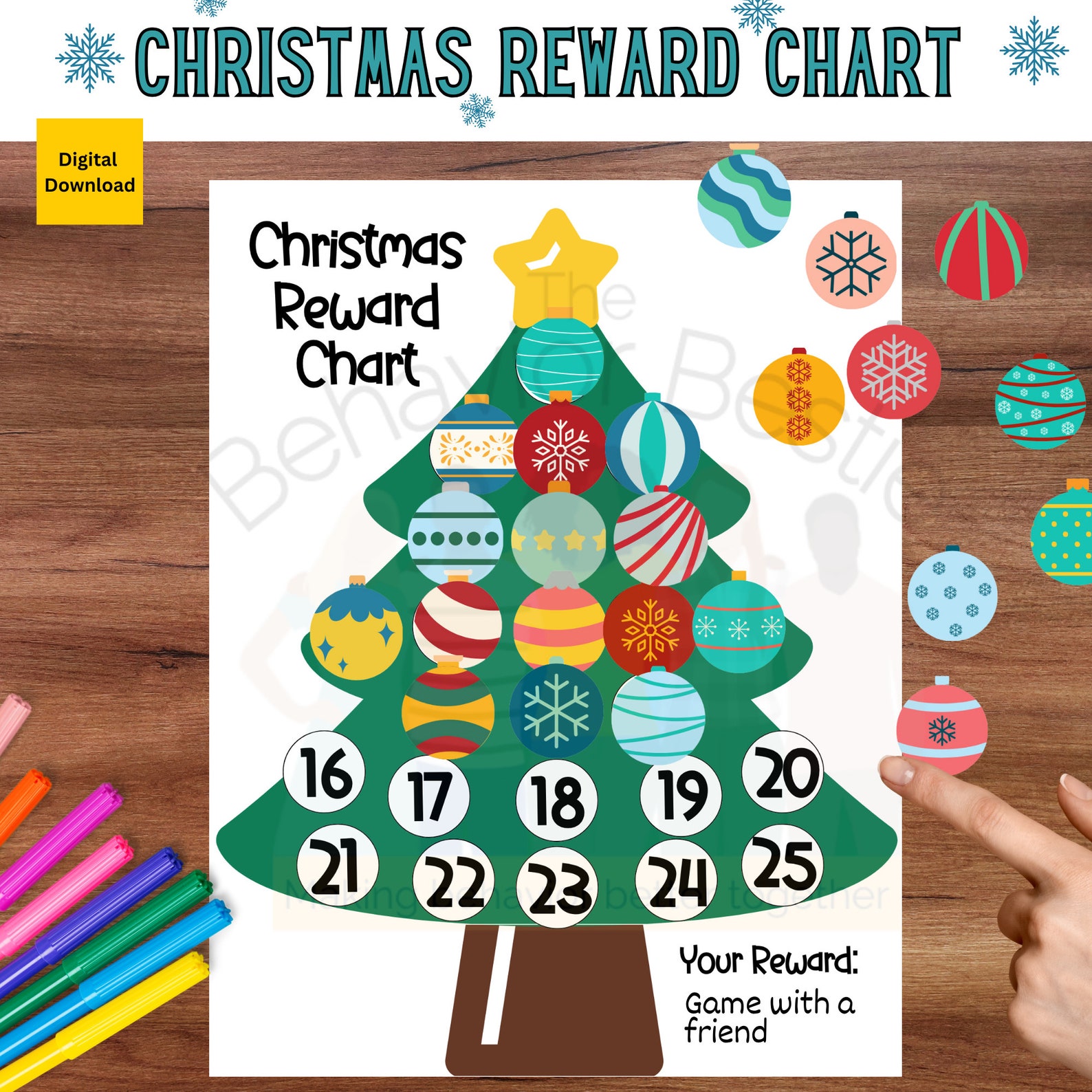 Christmas Reward Chart, Christmas Countdown Printable, Holiday Behavior ...