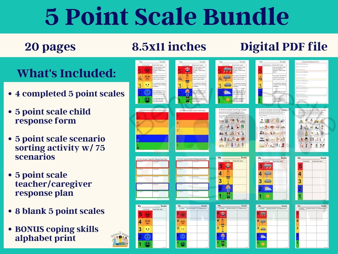 Digital 5 Point Scale Bundle Feelings Scale Bundle Emotions Behavior ...