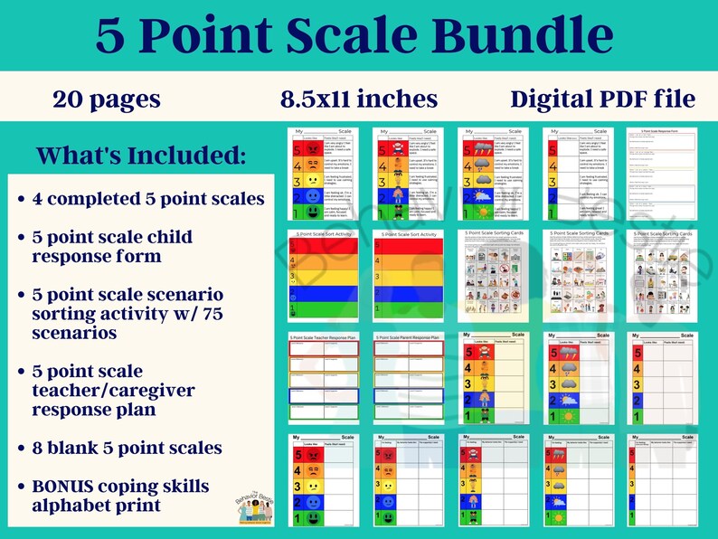 Digital 5 Point Scale Bundle Feelings Scale Bundle Emotions Behavior ...