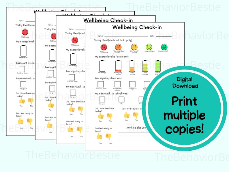 Student Wellbeing Check-in: Daily Emotions Sheet (PDF & PPT) - Etsy