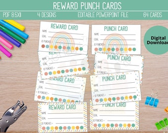 Printable Reward Punch Cards for Kids Rainbow Polkadot - Etsy