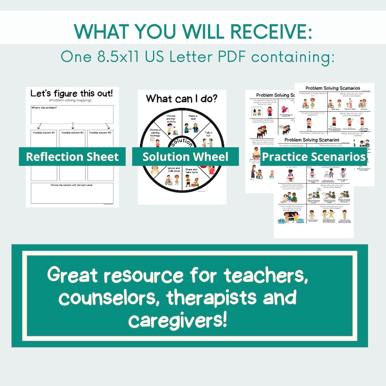 Problem Solving Reflection Sheet: Scenarios & Solution Wheel (PDF Download) - Etsy