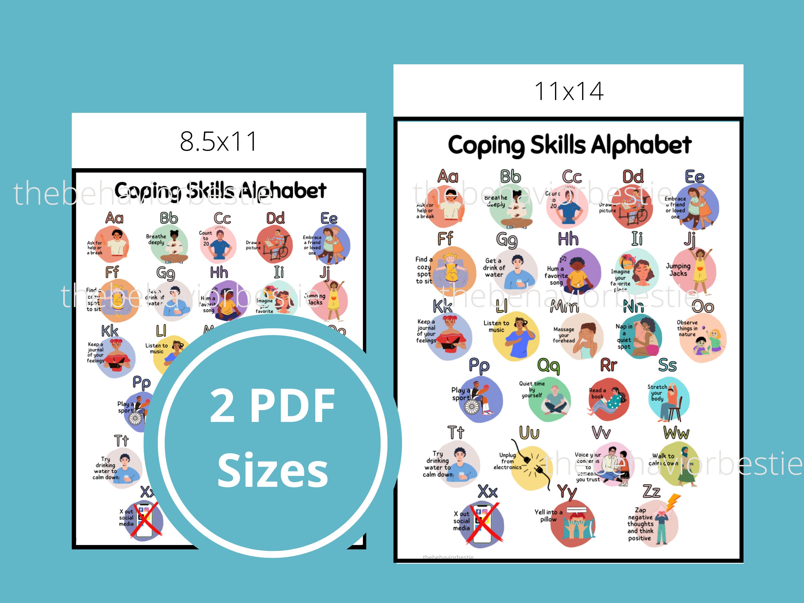 Coping Skills Alphabet Coping Skills Poster Self - Etsy Canada