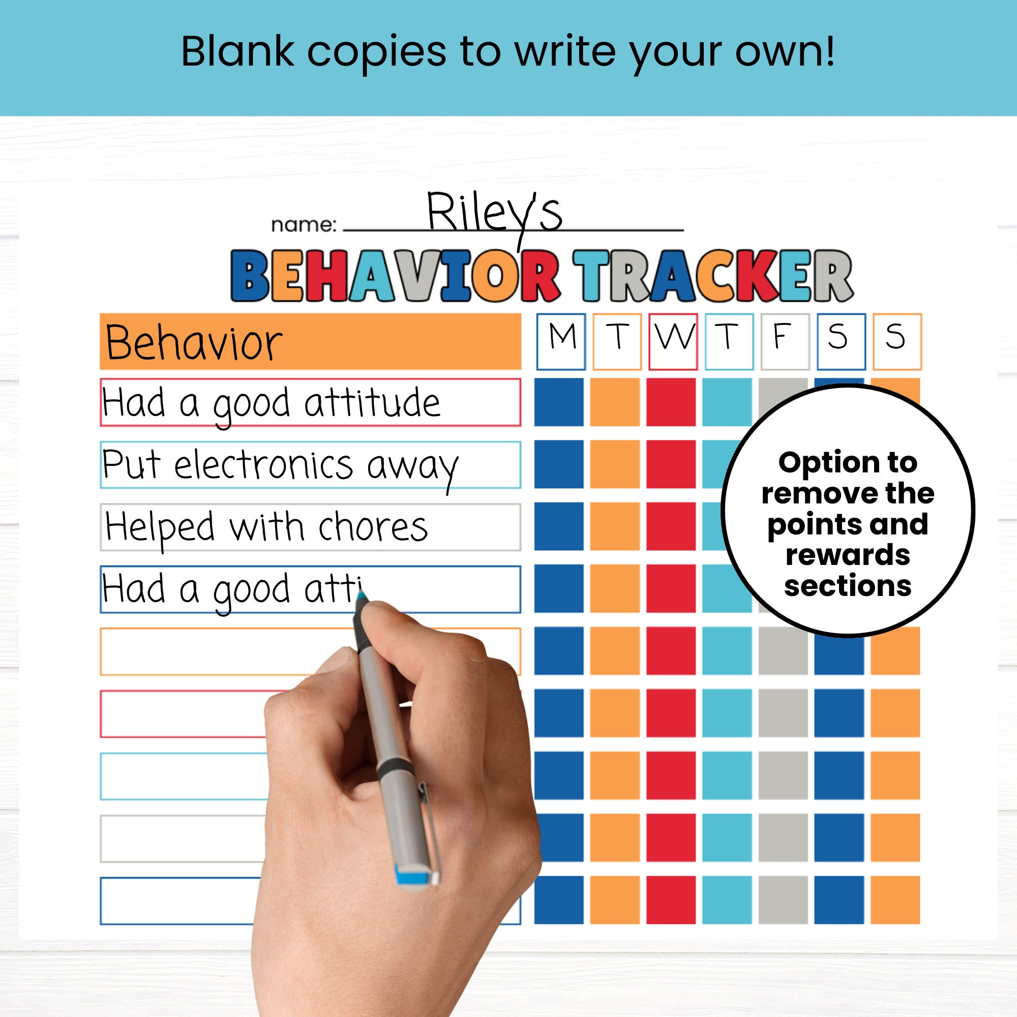 Editable Kids Behavior Chart: Reward Tracker (digital Download) - Etsy