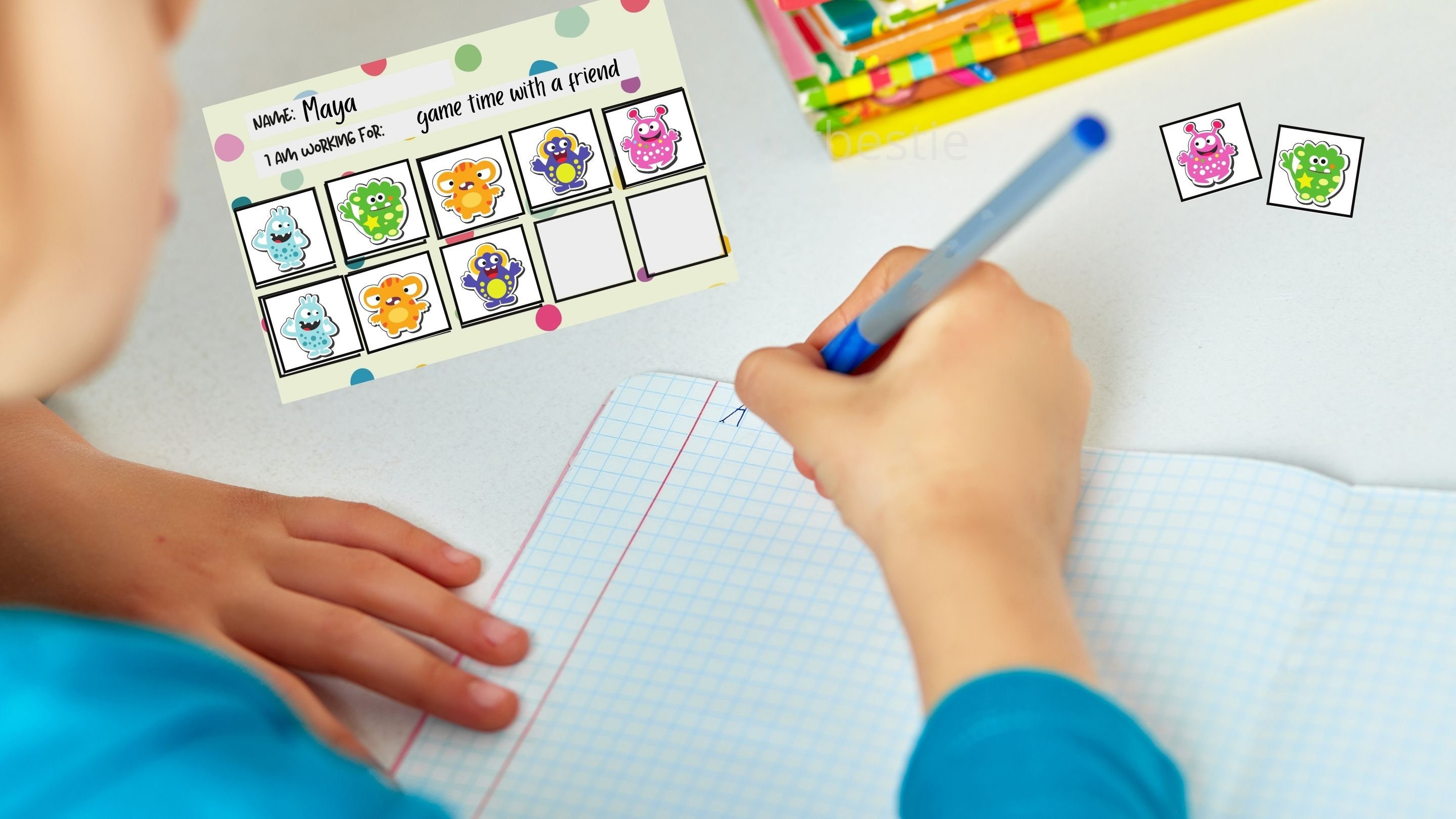 Cute Monsters Token Board/digital Reward Chart/instant - Etsy