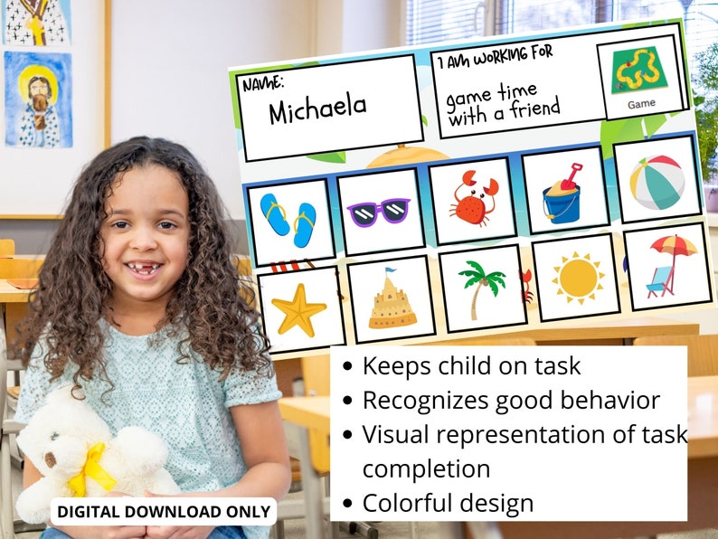 Printable Beach Themed Reward Token Chart Summer Sticker Chart Summer ...