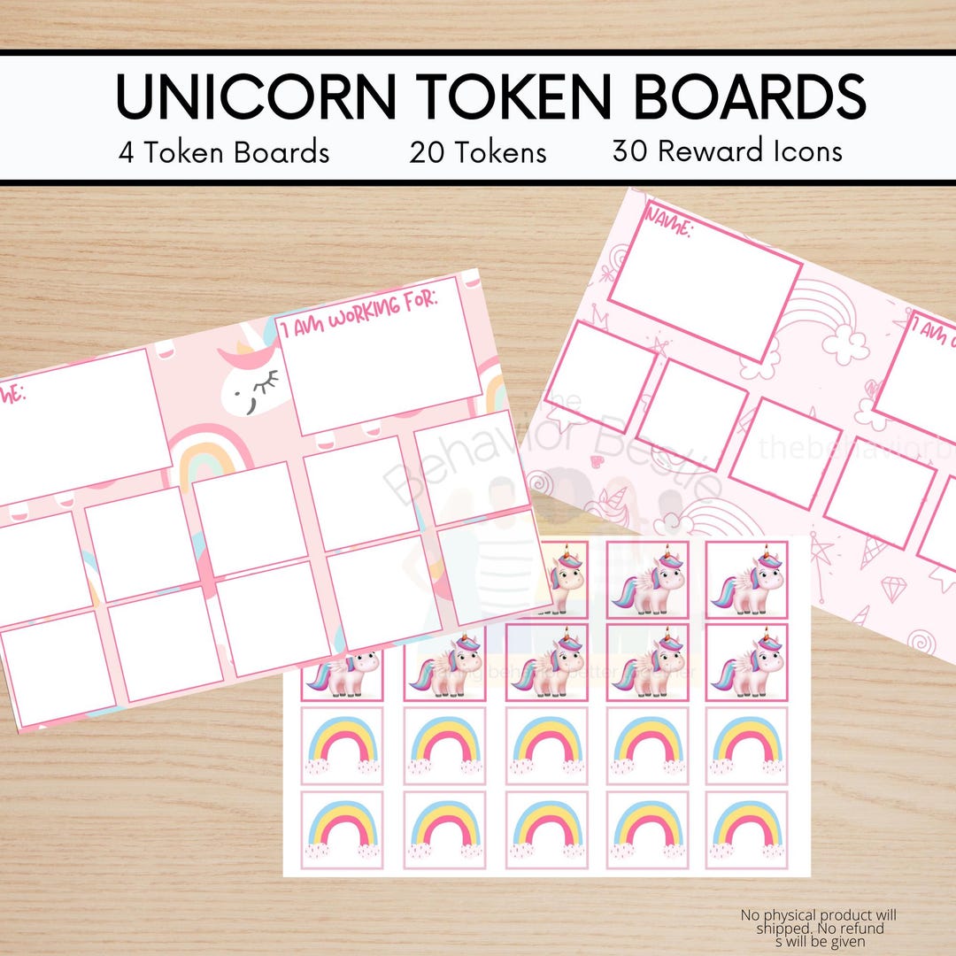 Unicorn Token Board/digital Reward Chart/instant Download Token Board ...