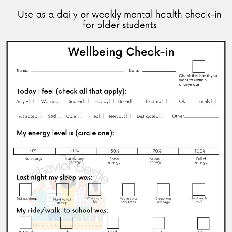 Daily Check-in, Mental Health Check-in for Teens - Etsy