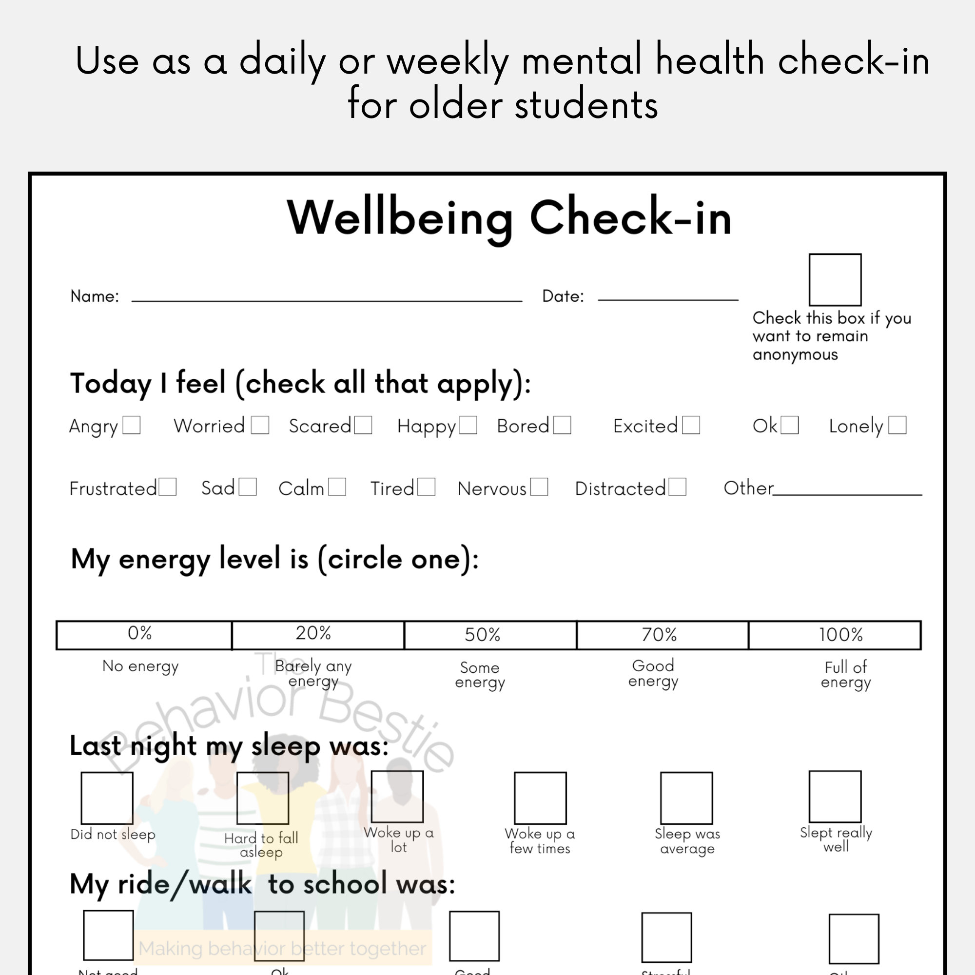Daily Check-in, Mental Health Check-in for Teens - Etsy