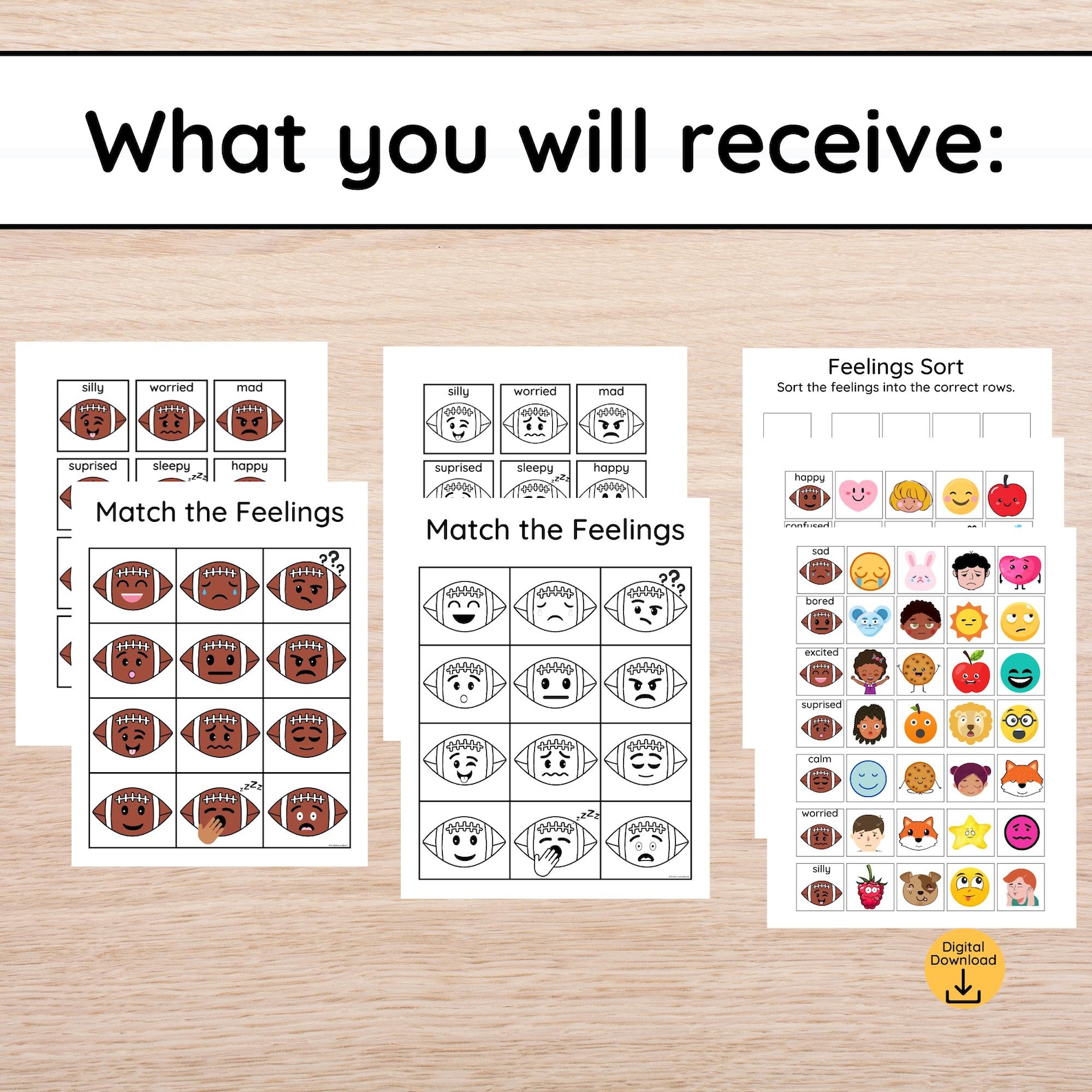 Football Feelings Match & Sort Activity (digital Download) - Etsy