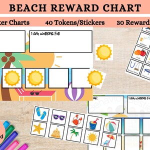 Printable Beach Themed Reward Token Chart | Summer Sticker Chart ...