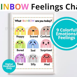 Rainbow Feelings Chart: Social Emotional Learning (PDF) - Etsy