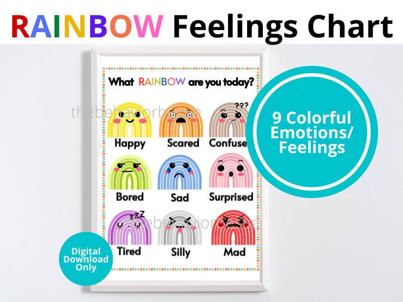 Rainbow Feelings Chart: Social Emotional Learning (PDF) - Etsy