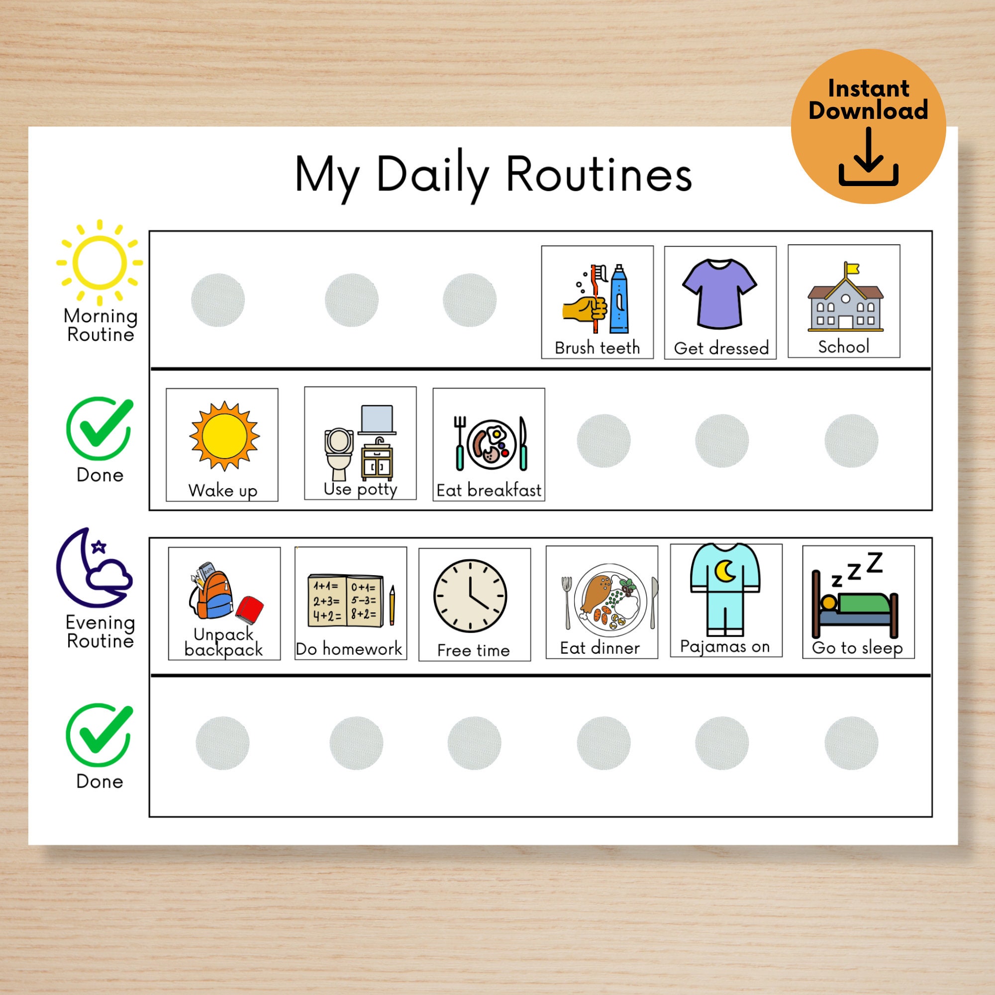 Kids Daily Schedule, Visual Schedule for Kids, Daily Routine and Chore ...