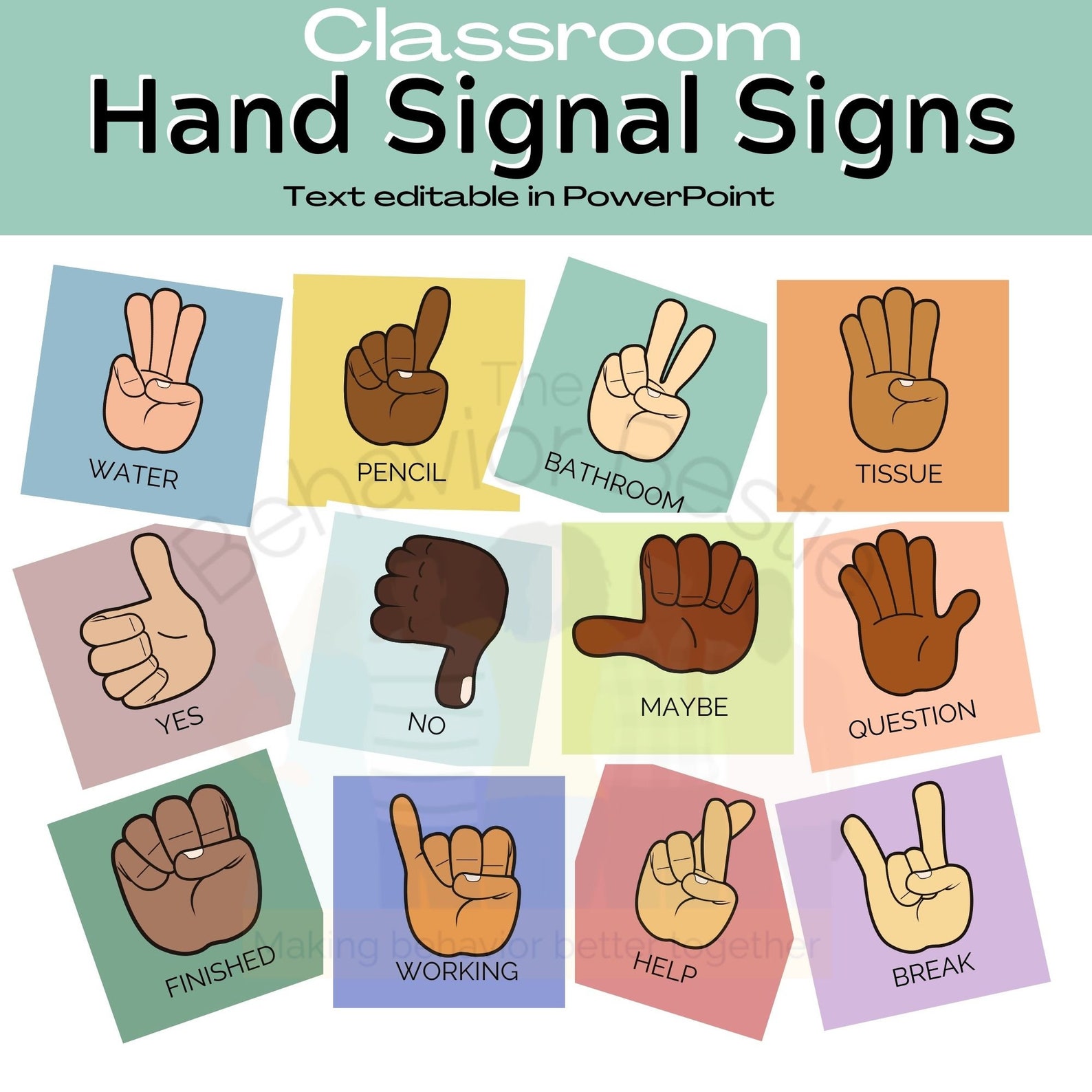 Boho Classroom Hand Signals, Hand Signal Signs for Classroom Management ...