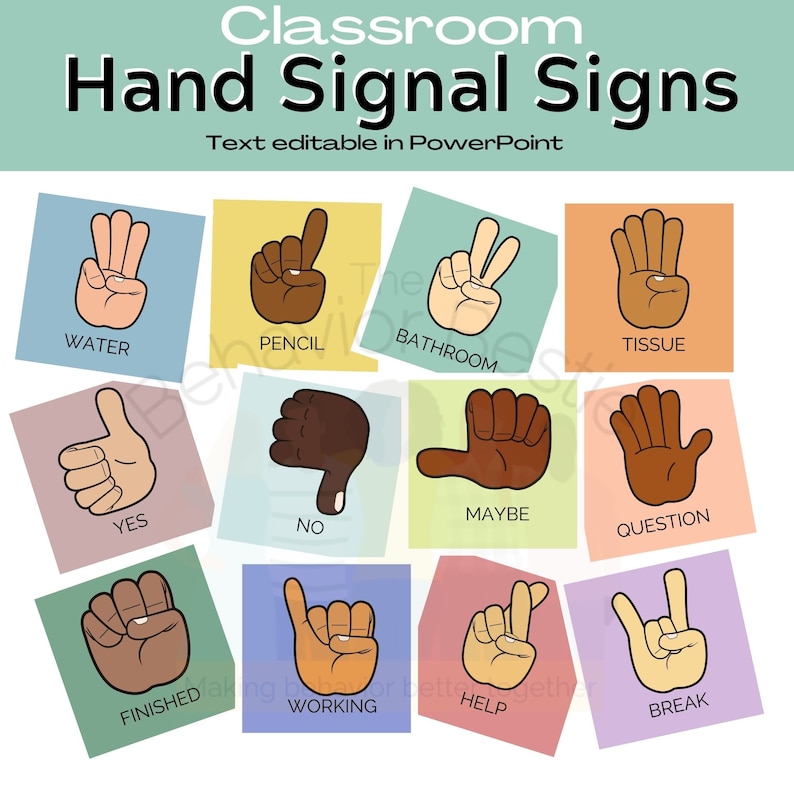 Boho Classroom Hand Signal Posters: Editable Communication Signs ...