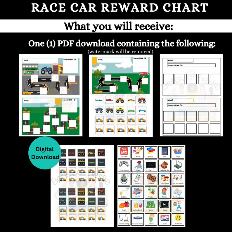 Reward Chart Race Care Theme, Race Car Potty Chart, Race Car Behavior ...