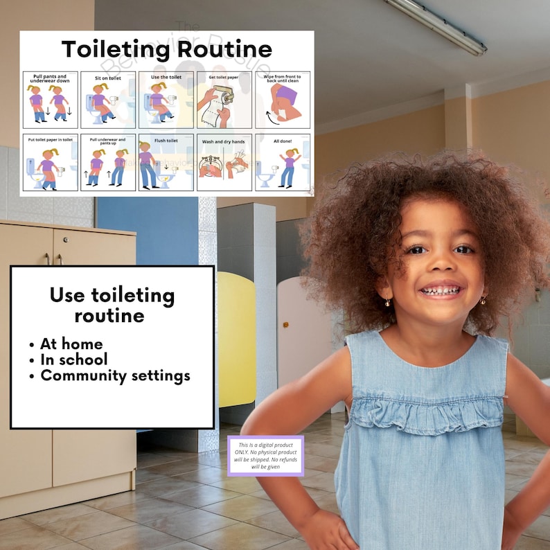 Printable Girl Potty Routine | Visual Toileting Routine | Bathroom ...