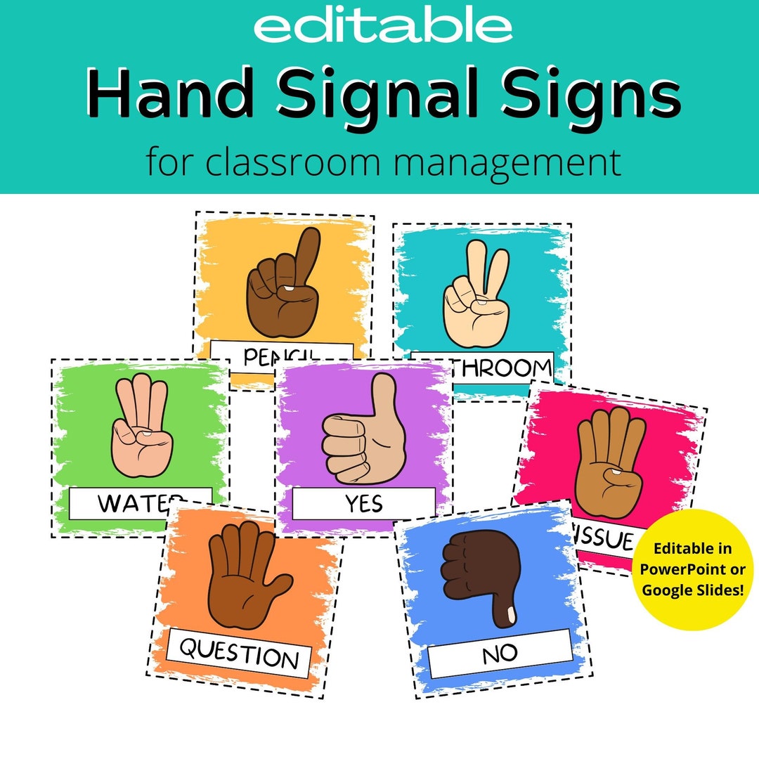 Editable Hand Signal Signs for Classroom | Classroom Hand Signals ...