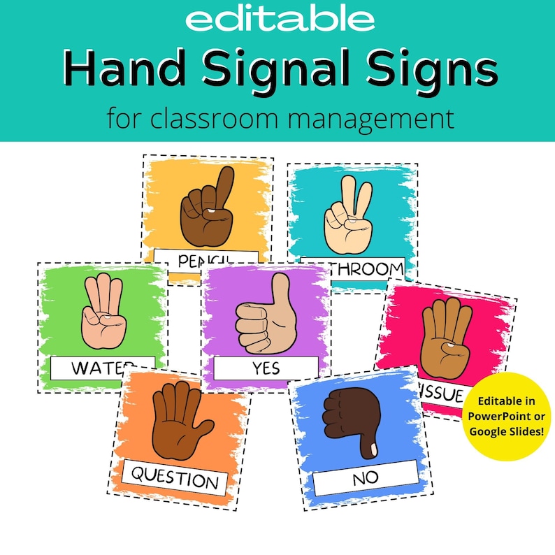 Editable Classroom Hand Signal Signs: Management Tools (powerpoint) - Etsy