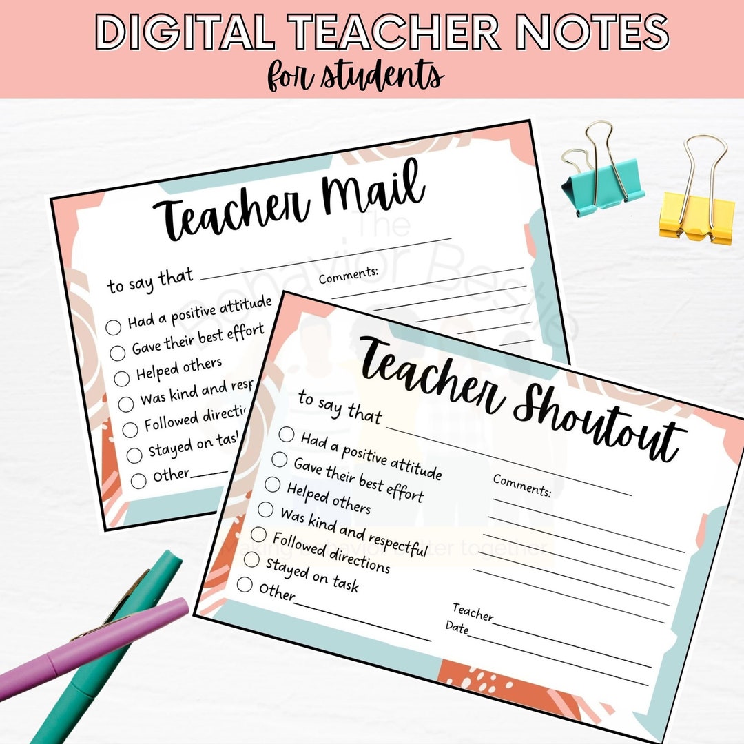 Printable Positive Teacher Note, Boho Digital Teacher Mail, Positive ...