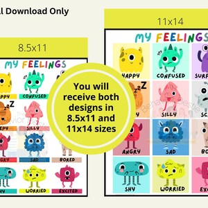 Cute Monster Feelings Chart | Printable Emotions Chart | Cute Monster ...