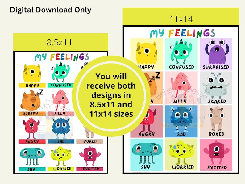 Cute Monster Feelings Chart | Printable Emotions Chart | Cute Monster ...