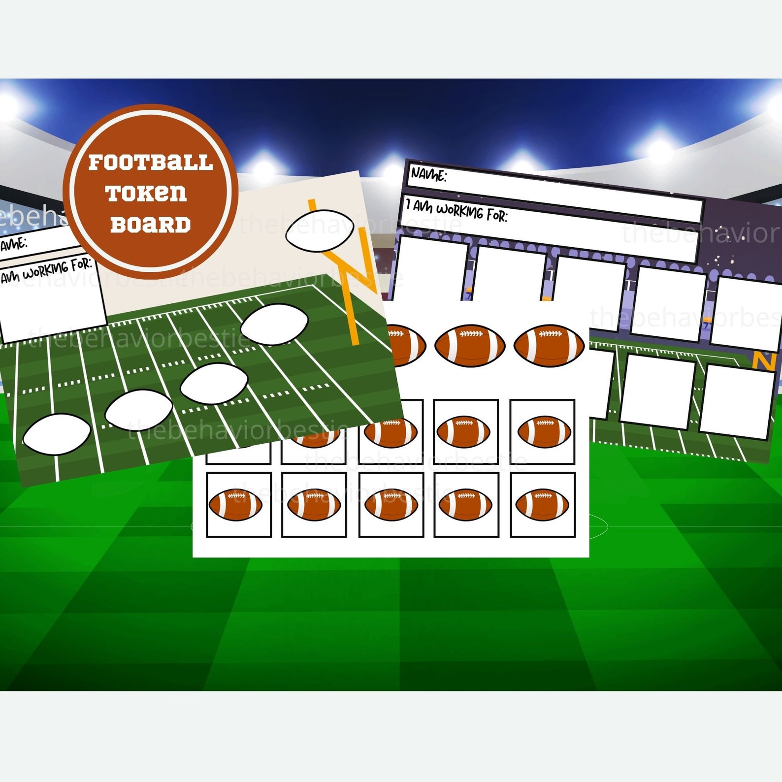 Football Token Board, Sports Reward Chart for Kids, Printable Token ...