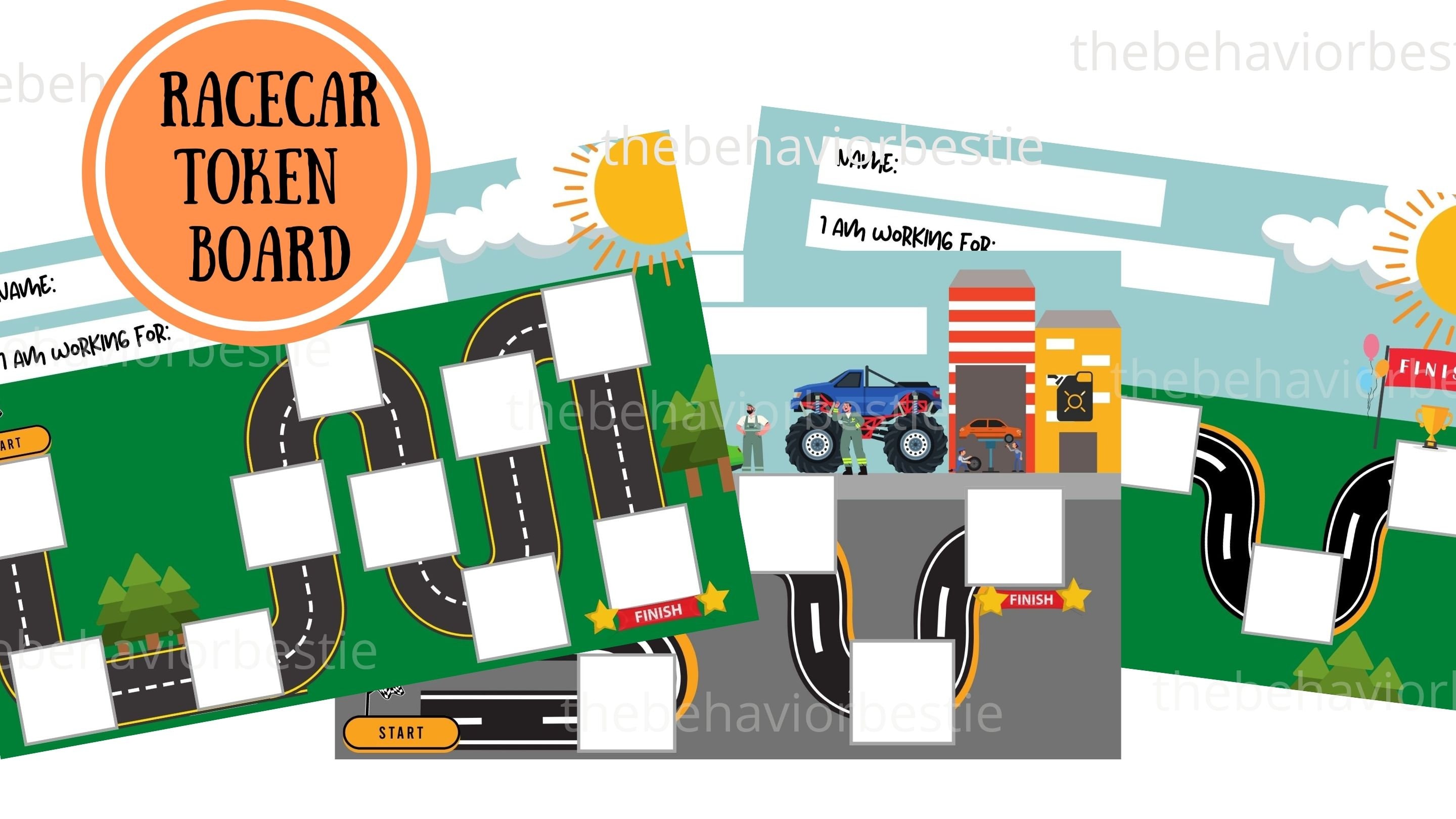 Racecar Token Board/digital Reward Chart/instant Download Token Board ...