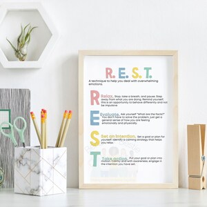 REST Technique Print: Calming DBT Skill, Counselor Decor (digital ...