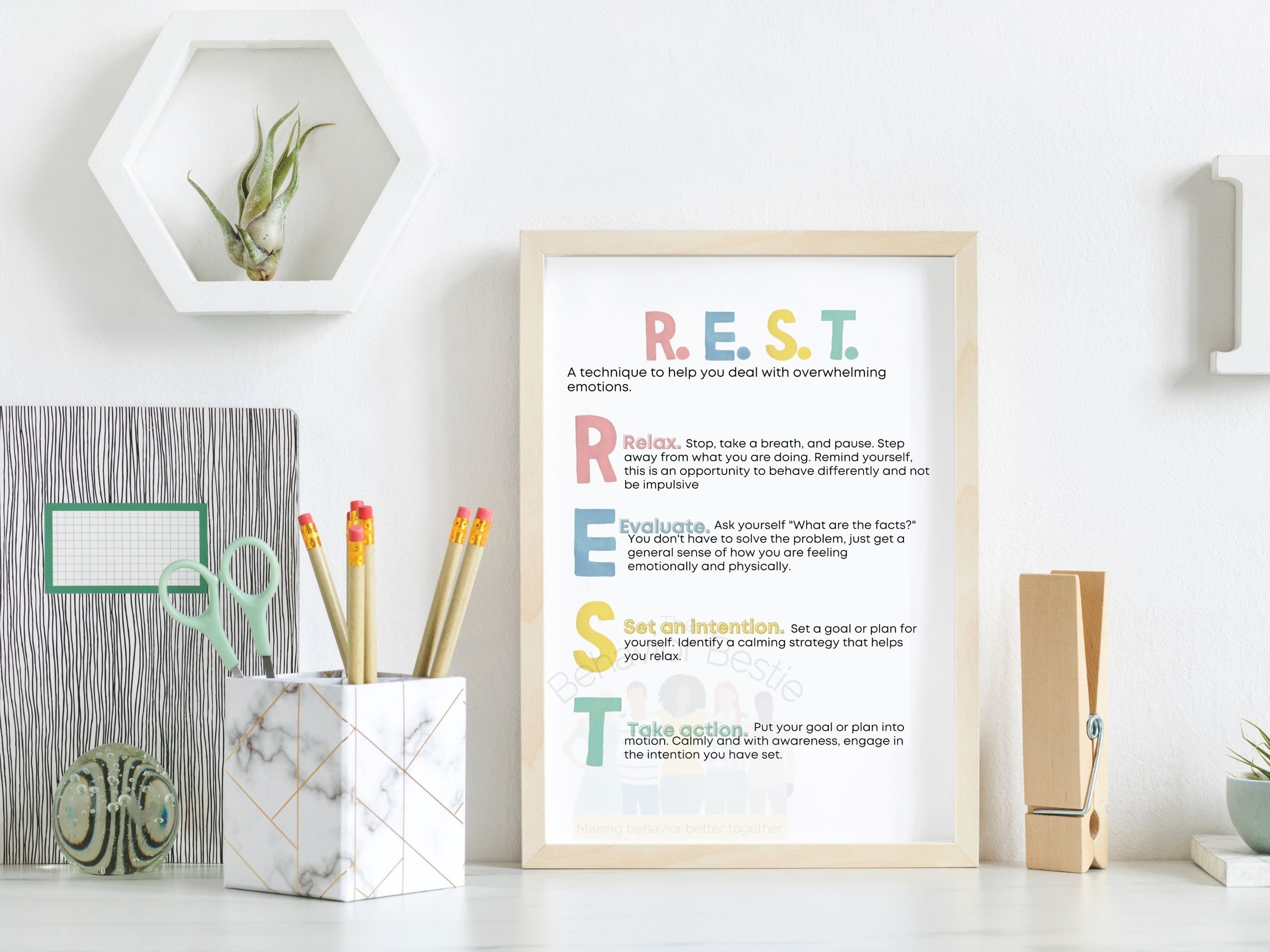 REST Technique Print: Calming DBT Skill, Counselor Decor (digital ...