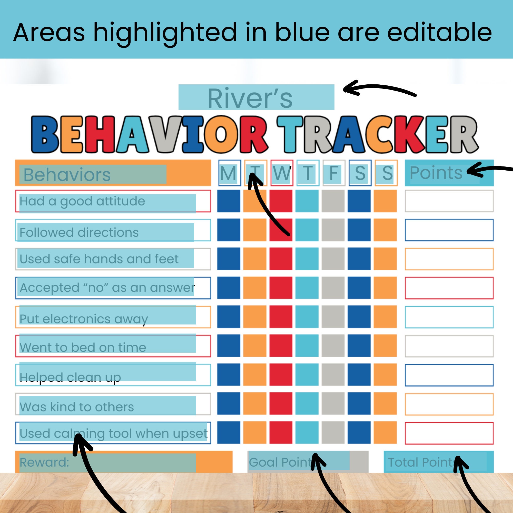 Editable Kids Behavior Chart: Reward Tracker (digital Download) - Etsy