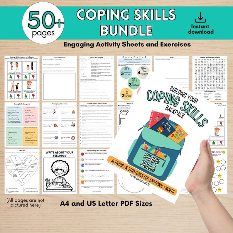 Coping Skills Activity Bundle for Elementary Kids Instant Digital PDF ...