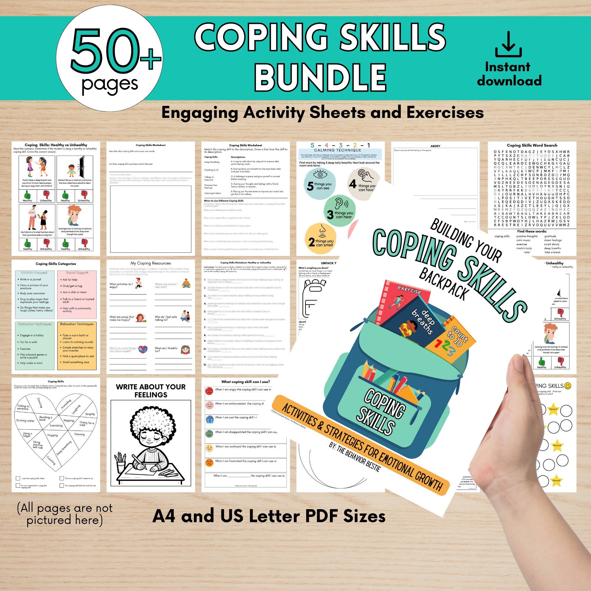 Coping Skills Activity Bundle for Elementary Kids Instant Digital PDF ...
