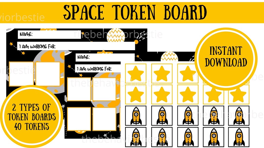 Space Token Board/digital Reward Chart/instant Download Token Board ...