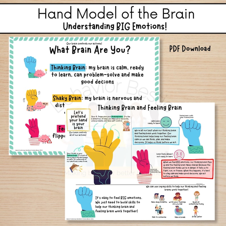 Understanding Emotions Poster: Hand Model of Brain (PDF & JPG) - Etsy